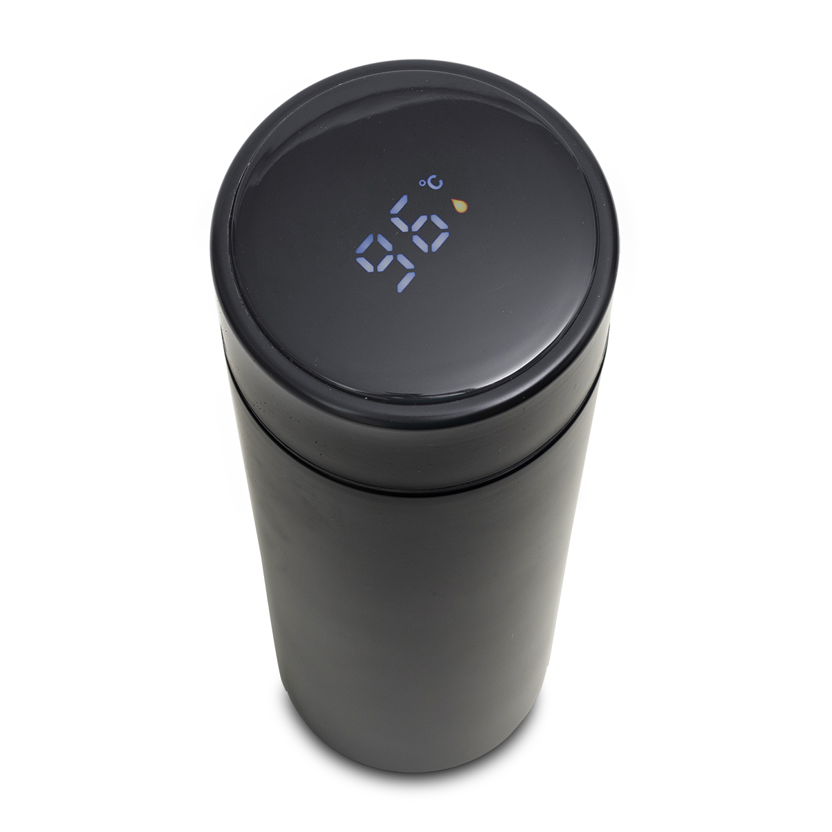FALCO vacuum flask 420 ml with thermometer, black | Promolog