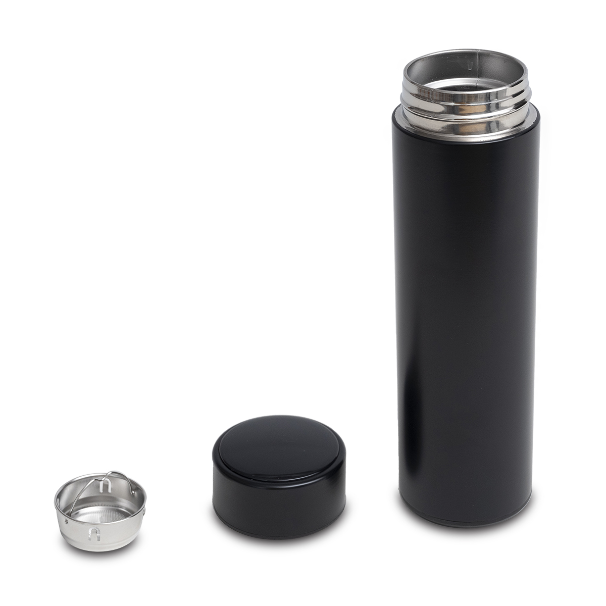 FALCO vacuum flask 420 ml with thermometer, black | Promolog